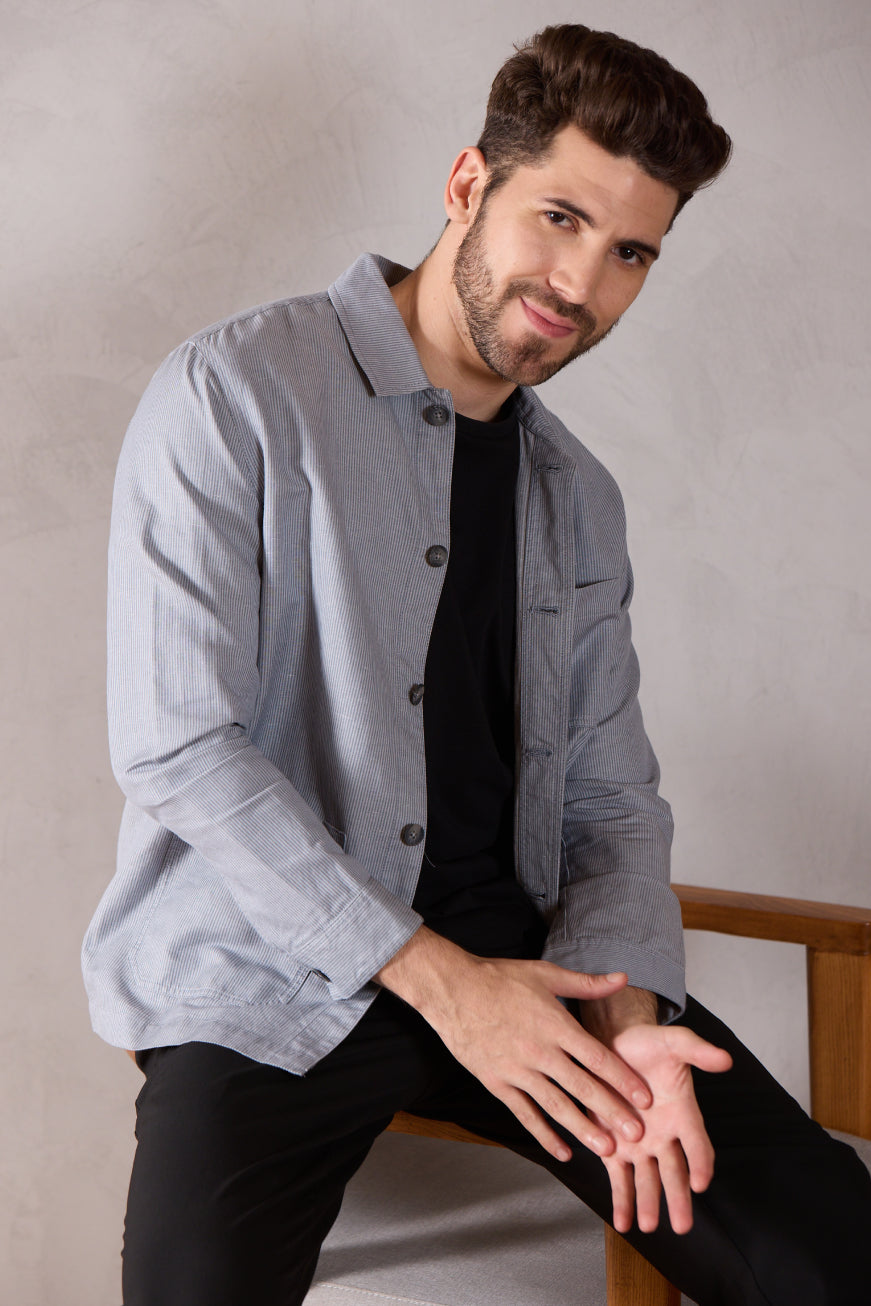 Linen Cotton Monument Grey Camp Shacket